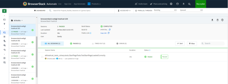 Running C# Tests with AltTester® using BrowserStack on WebGL | AltTester®